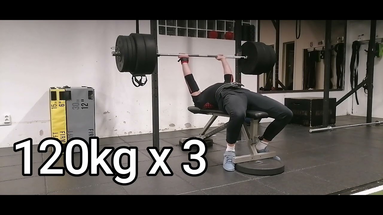 120kg x 3 bench press - road to 130kg - YouTube
