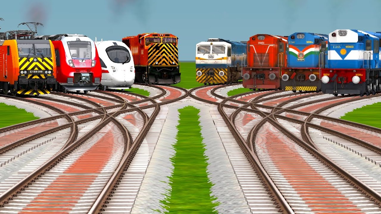 🎱 TRAINS CROSSING ON BUMPY RAILROAD CROSSING😨RISKY RAILROAD TRACKS ...