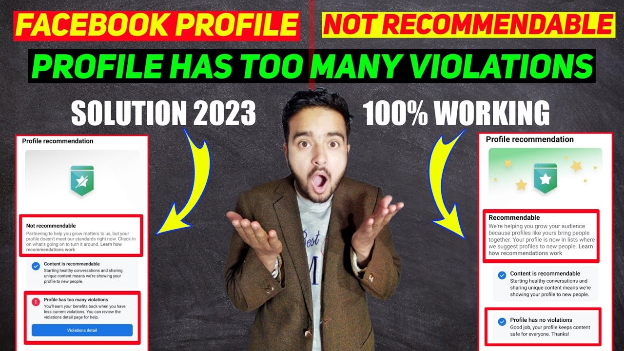Profile has too many violations Facebook profile recommendation Not ...