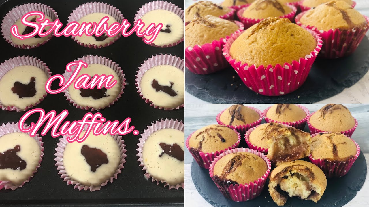 Jam Muffins.|| How to make muffins.|| Jam filled muffins.|| Strawberry ...