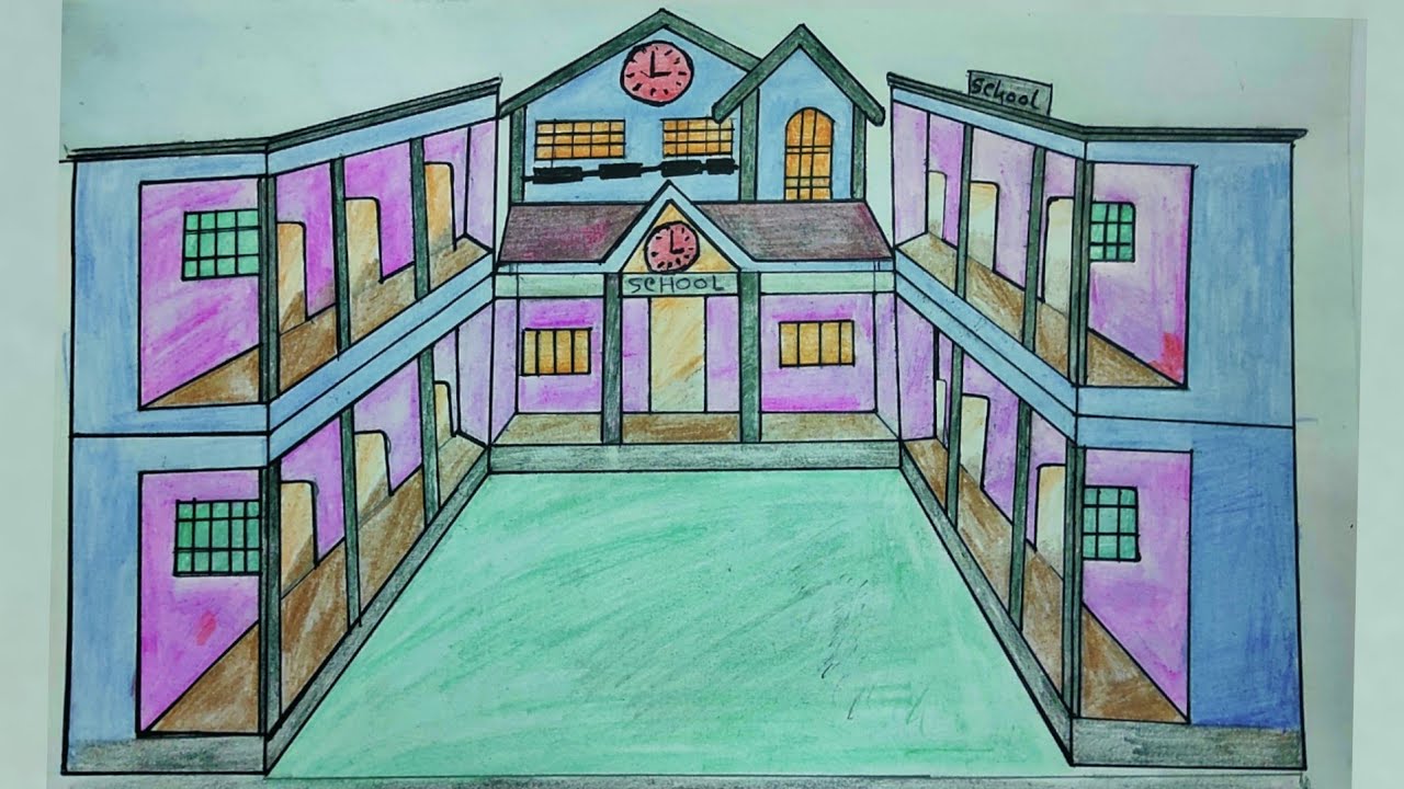 How to Colour School Drawing - YouTube