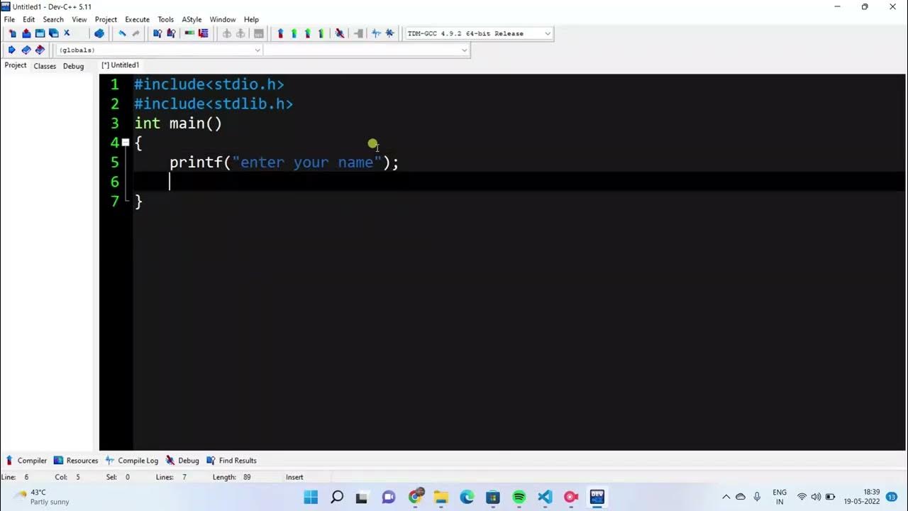 First c language program || Write name in c programming | - YouTube