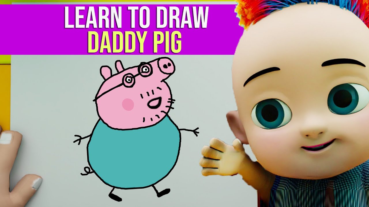How to Draw Daddy Pig - Drawing Classes for Kids - Hindi #peppapig # ...