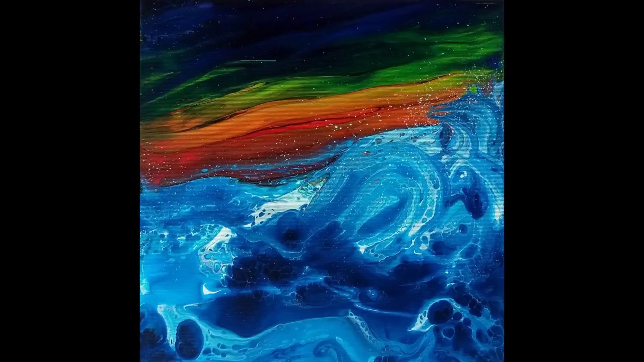 Swipe - acrylic pouring/ Rainbow colours/ Sunset ocean/Waves - YouTube
