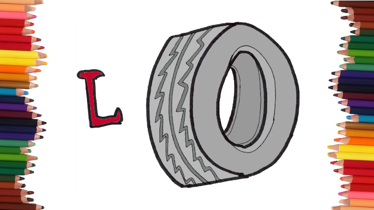 How to draw easily A TIRE step by step - YouTube