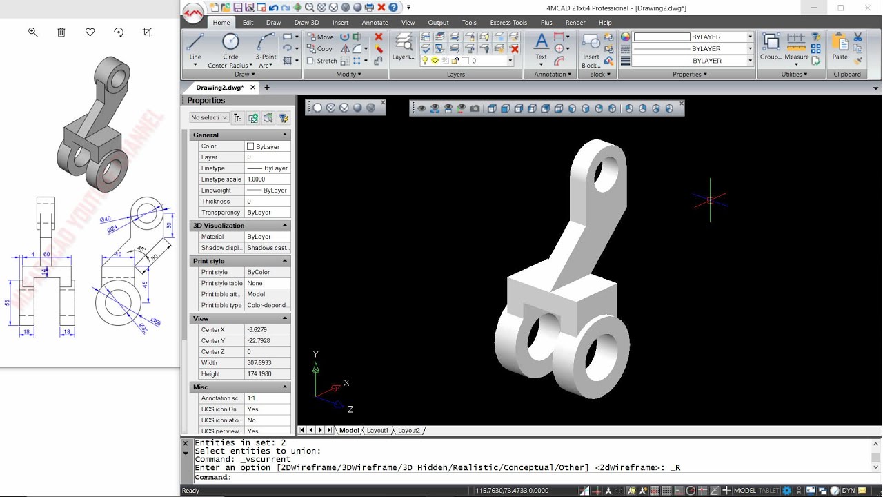 4MCAD Basic 3D Modeling Tutorial For Beginner [COMPLETE] - YouTube