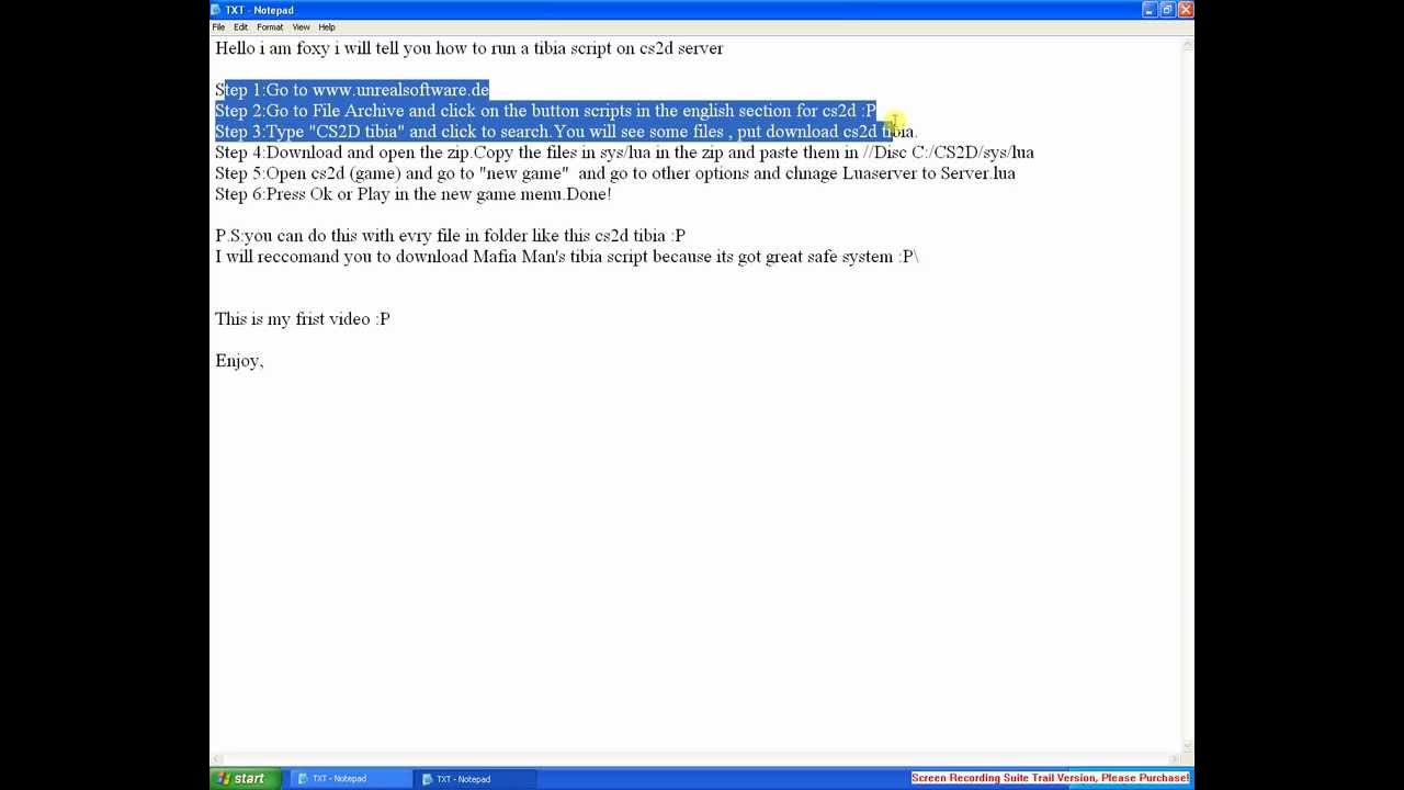 How to run a tibia lua script on cs2d server - YouTube