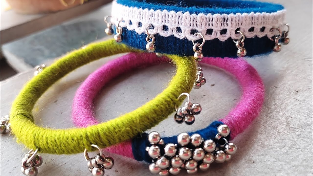 designer cotton thread/woolen bangles #diy #charulata #handmade #diy # ...