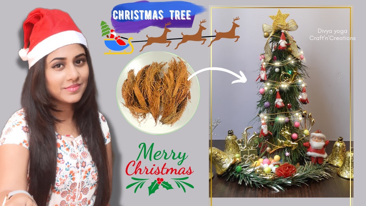 Christmas tree🎄 making from coconut husk/Christmas decoration ideas ...