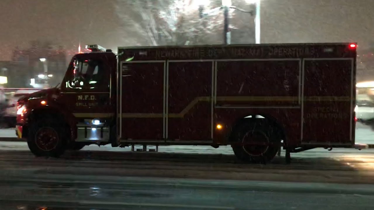 NEWARK FIRE DEPARTMENT HAZ-MAT DECON & SPILL UNITS TAKING UP FROM ...