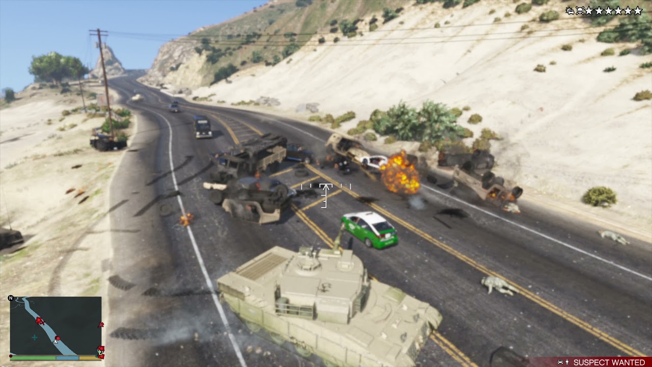 GTA 5 - Fort Zancudo Military Base Tank Rampage + Six Star Escape - YouTube
