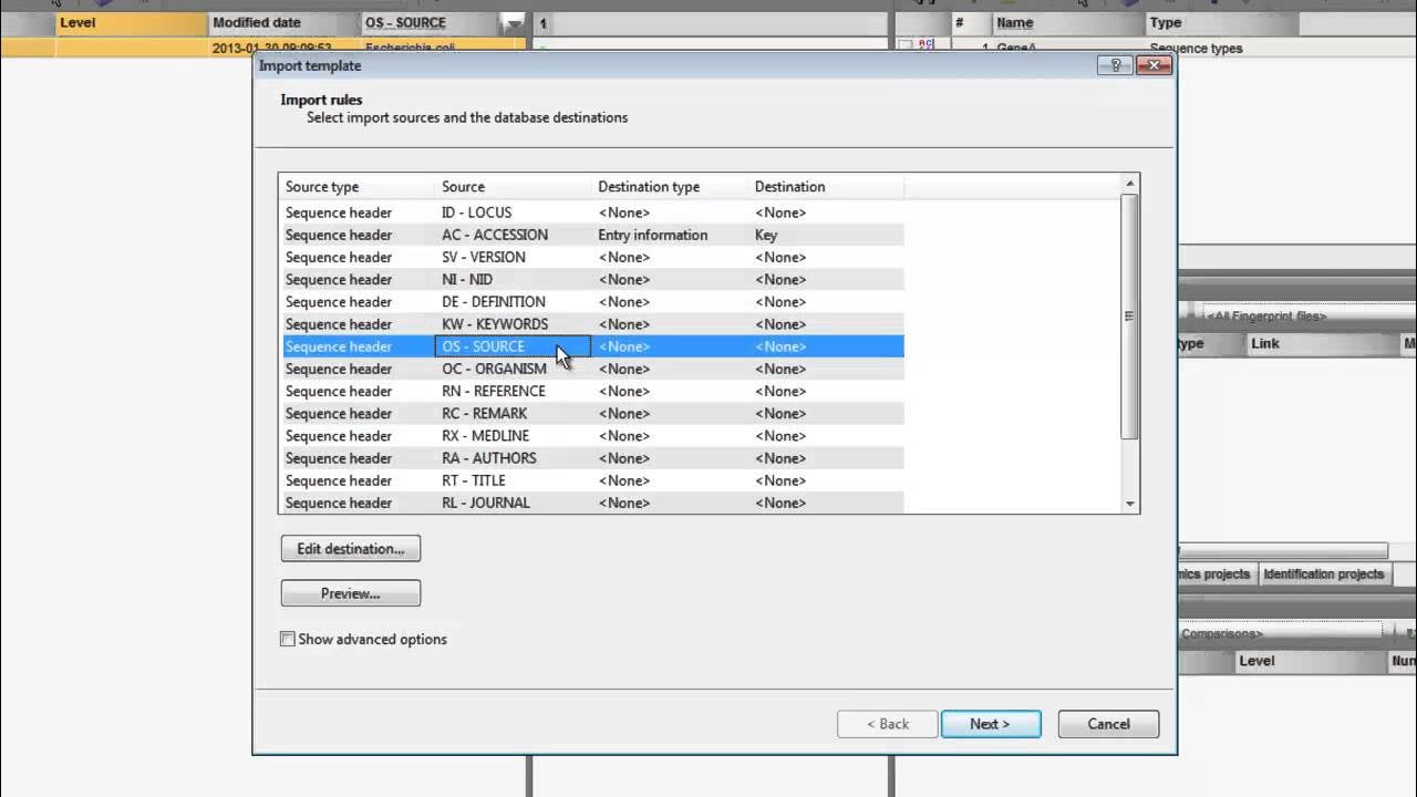 Import sequences from public databases (BioNumerics 7) - YouTube