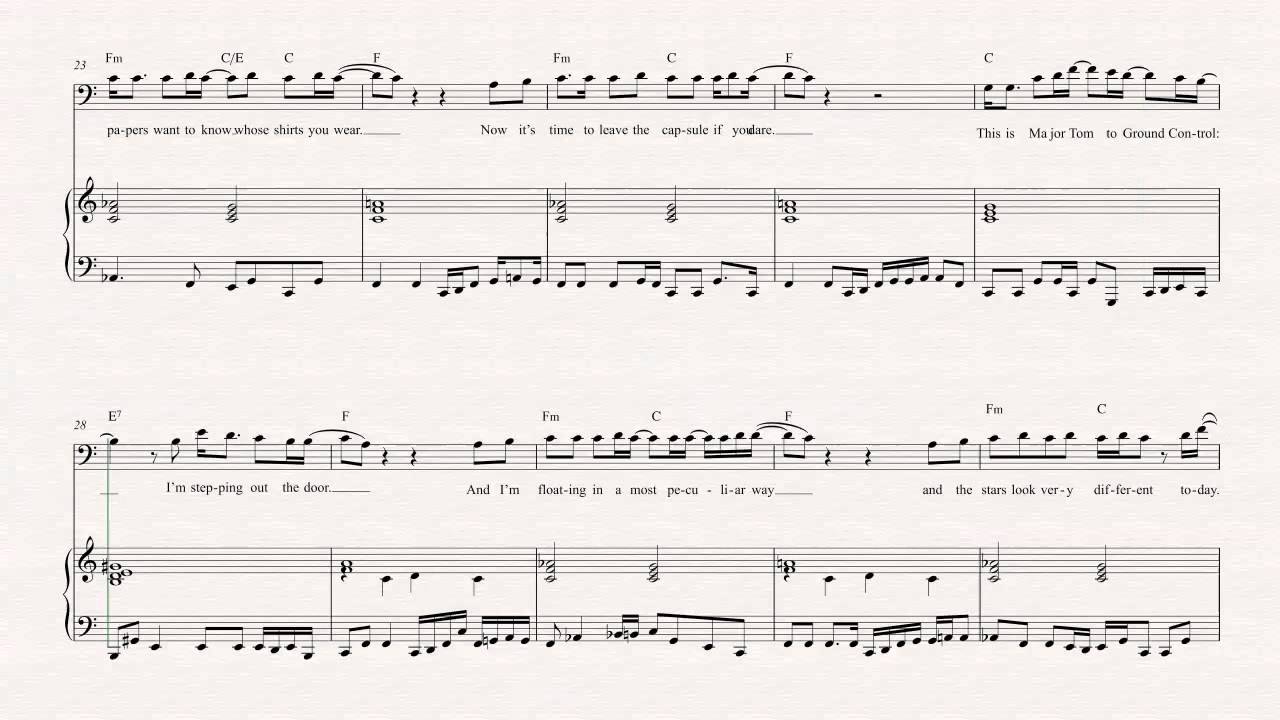 Cello - Space Oddity - David Bowie - Sheet Music, Chords, & Vocals ...