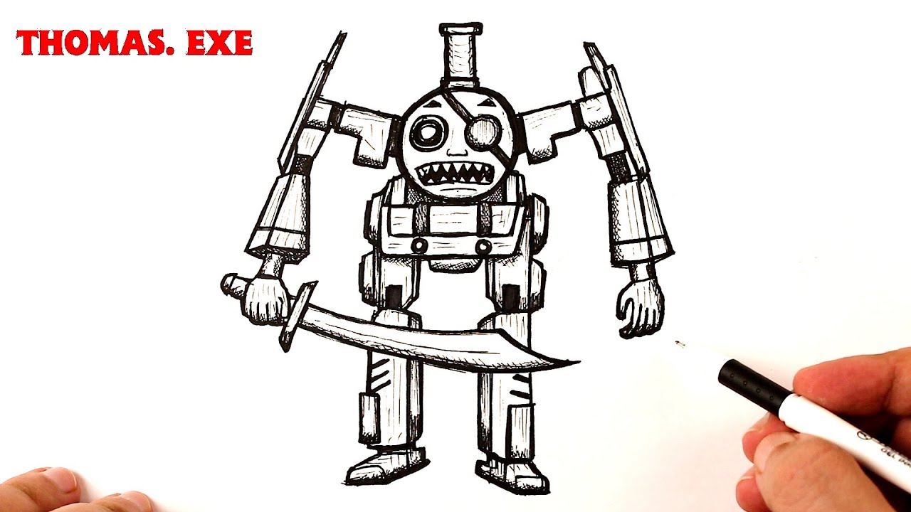 How to draw a Thomas.exe TRANSFORMER - YouTube