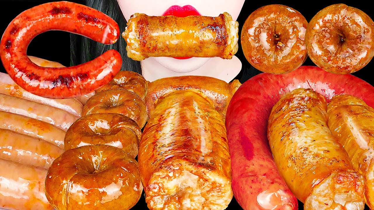 ASMR DAECHANG, RING GOPCHANG, KIELBASA SAUSAGE 통대창, 링곱창, 킬바사 소시지 EATING ...