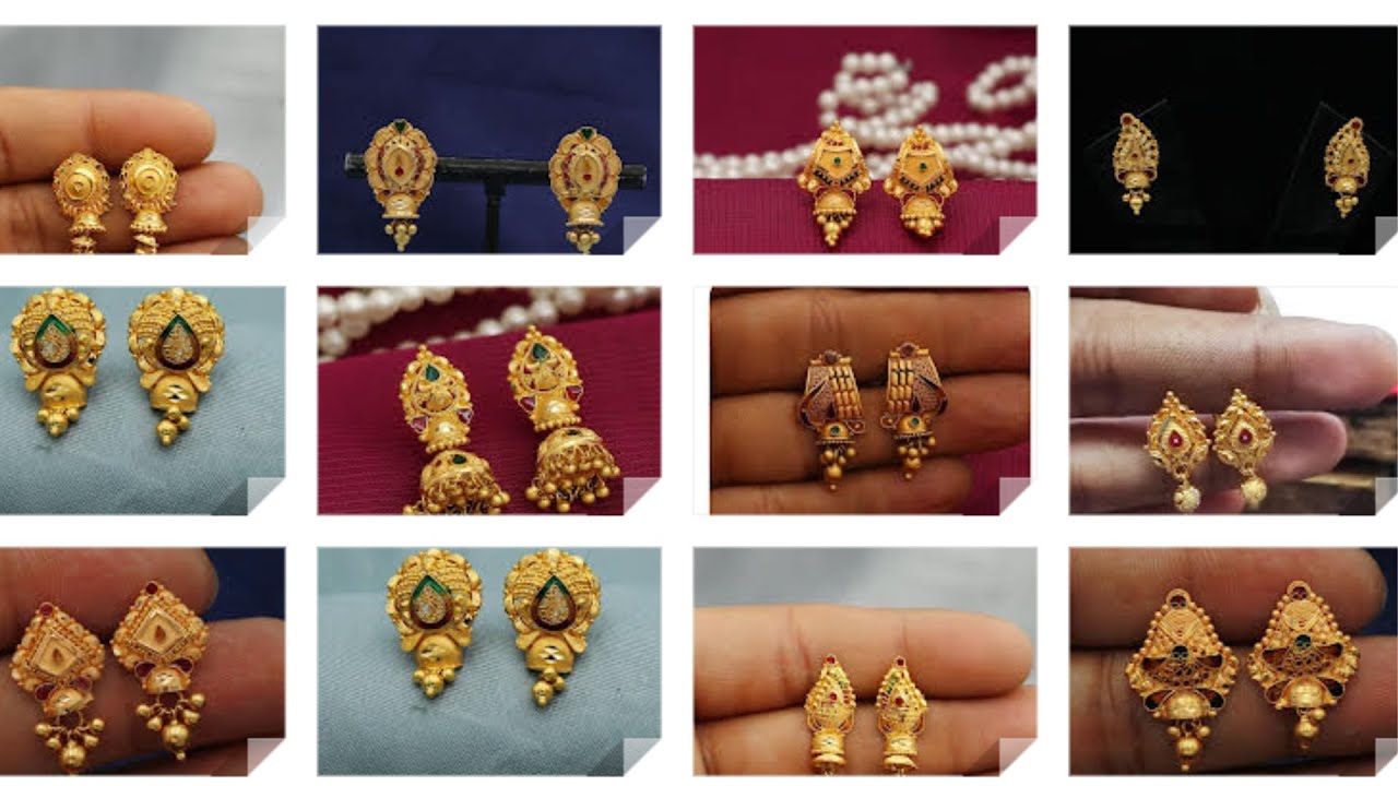 Simple Light Weight Gold Earring Design |Daily Wear Gold Earring Design ...