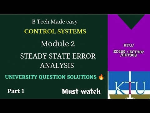 Steady state error analysis PYQ solutions: Part 1 / Control Systems KTU ...