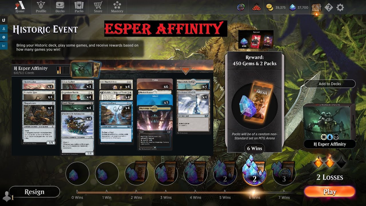 Historic Event Bo1| Esper Affinity | Agentbatz MTG Arena - YouTube