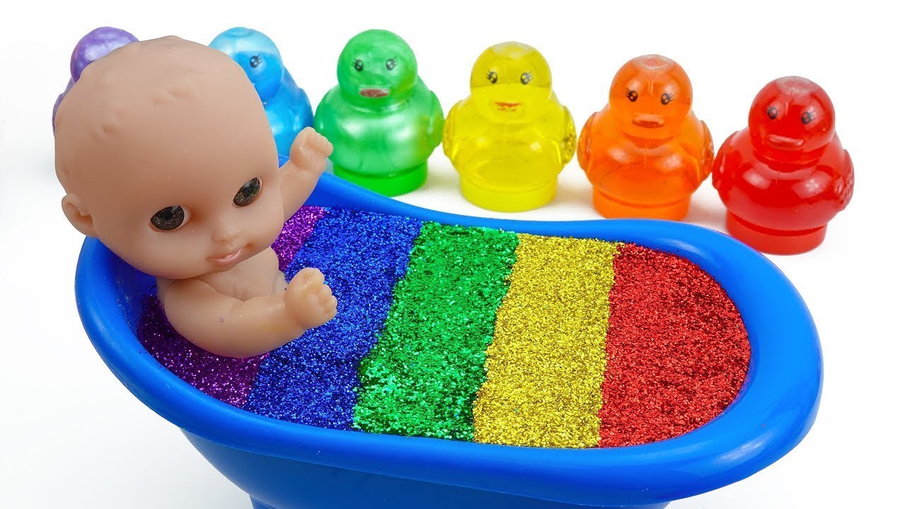 Playing baby with glitter slime | Learn English Colors | Nursery Rhymes ...