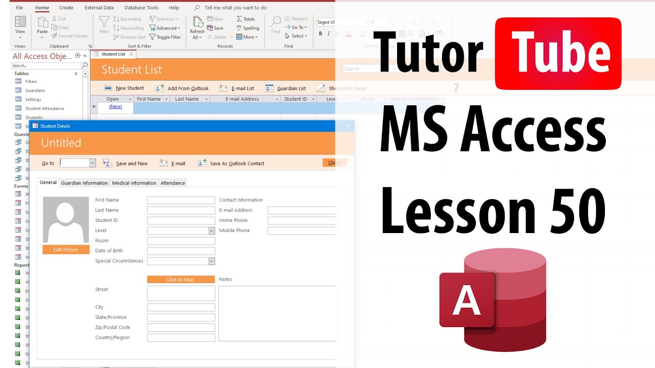 MS Access Tutorial - Lesson 50 - Adding Combo Box - YouTube