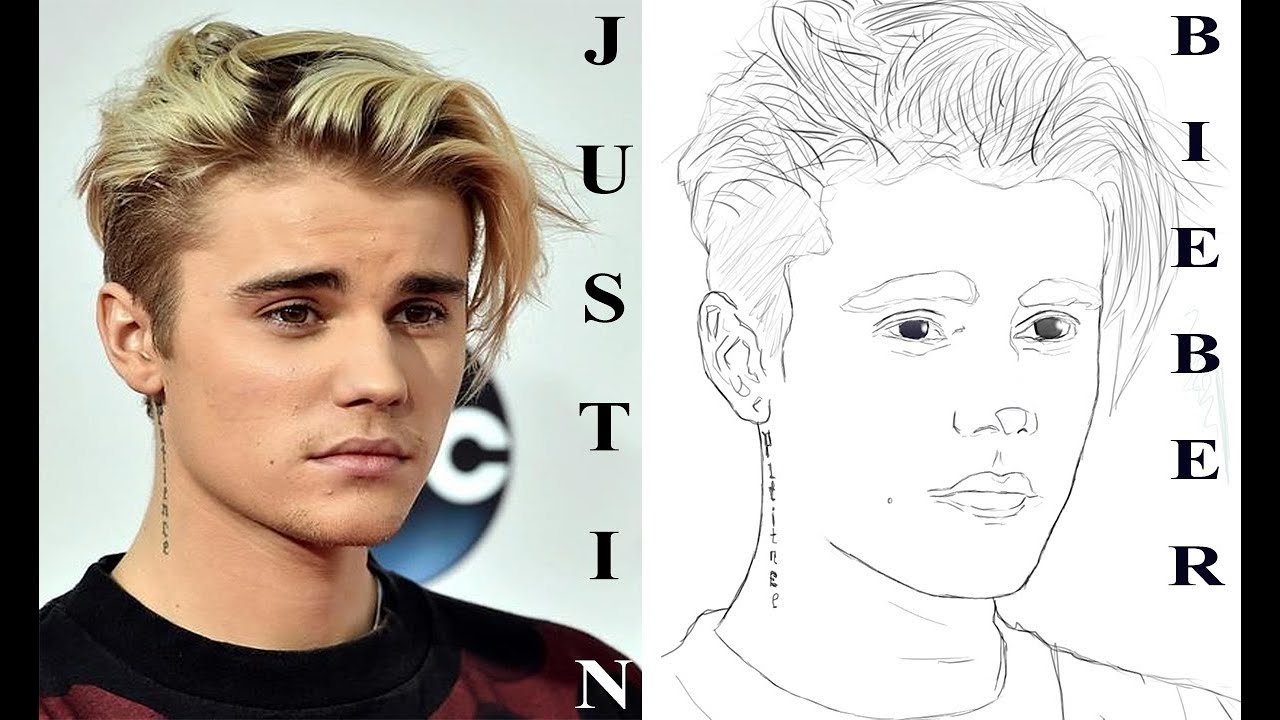 I draw Justin Bieber (basic drawing) -digital art |how to draw Justin ...
