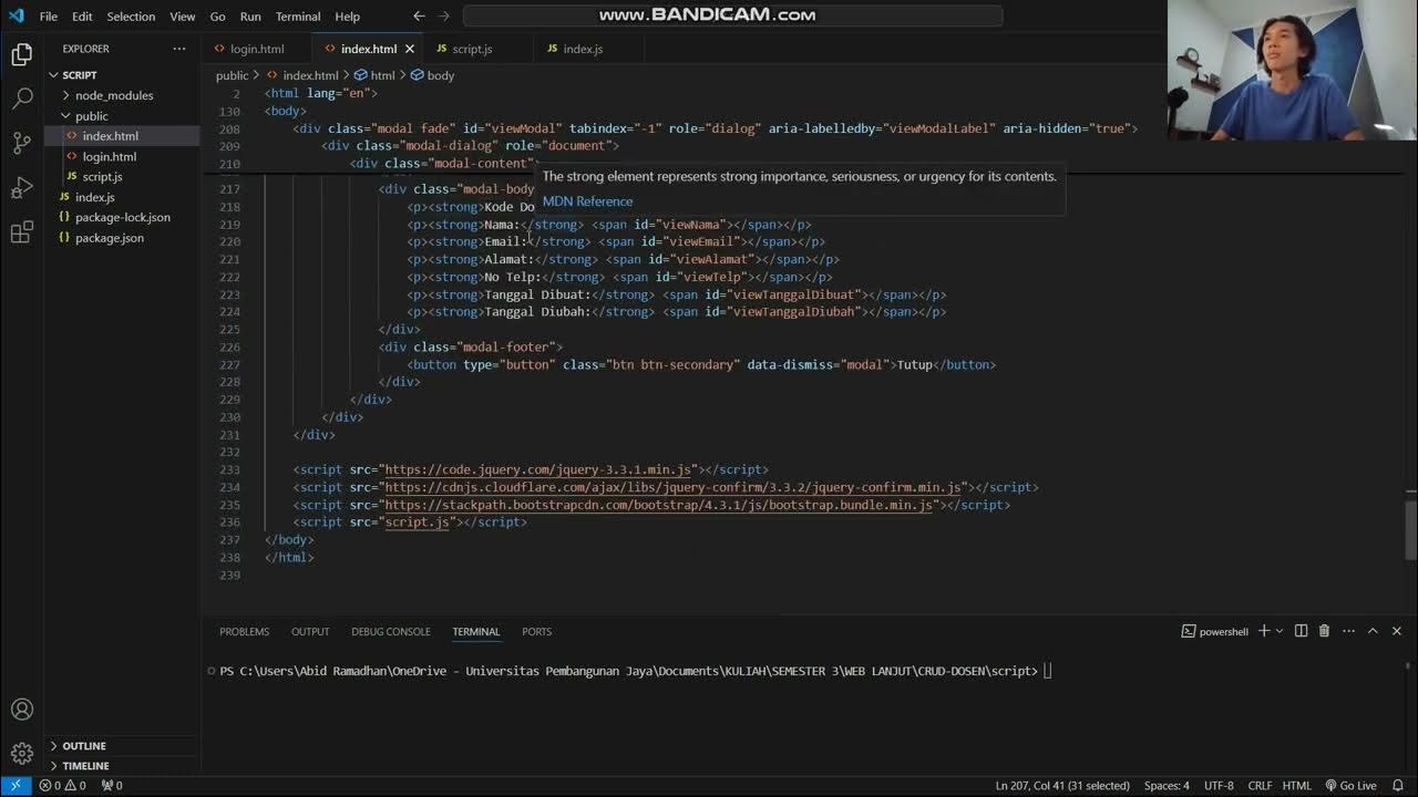 Membuat Aplikasi Web CRUD Data Dosen dengan Node.js - Panduan Lengkap untuk Pemula - YouTube
