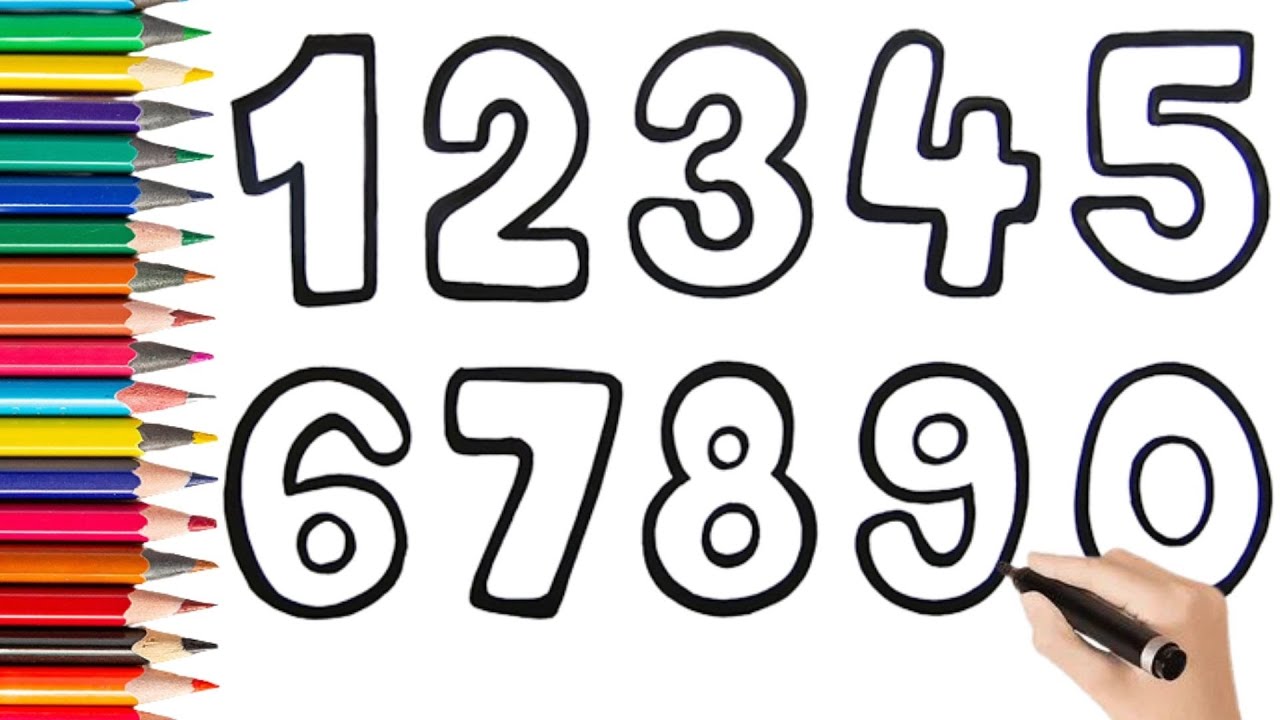 how to draw numbers for kids - YouTube