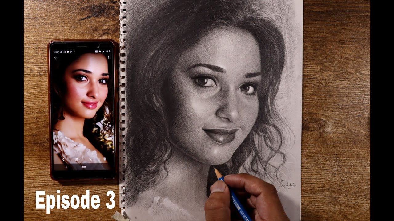 How to draw realistic hair on textured paper Episode 3 - YouTube