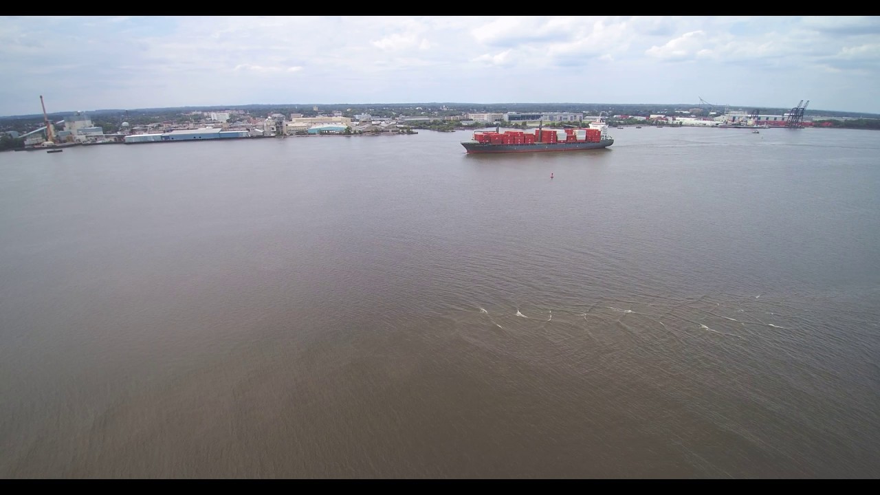 Container Ship Drone Video Delaware River - YouTube