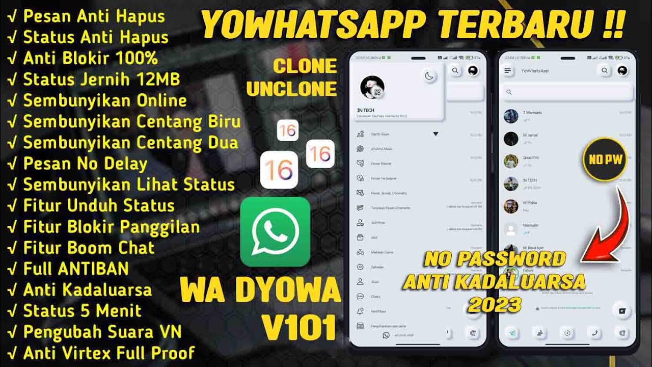 WHATSAPP dYOWA V102 TERBARU 2023 || WA dYOWA VERSI TERBARU 2023 -NO PW - YouTube
