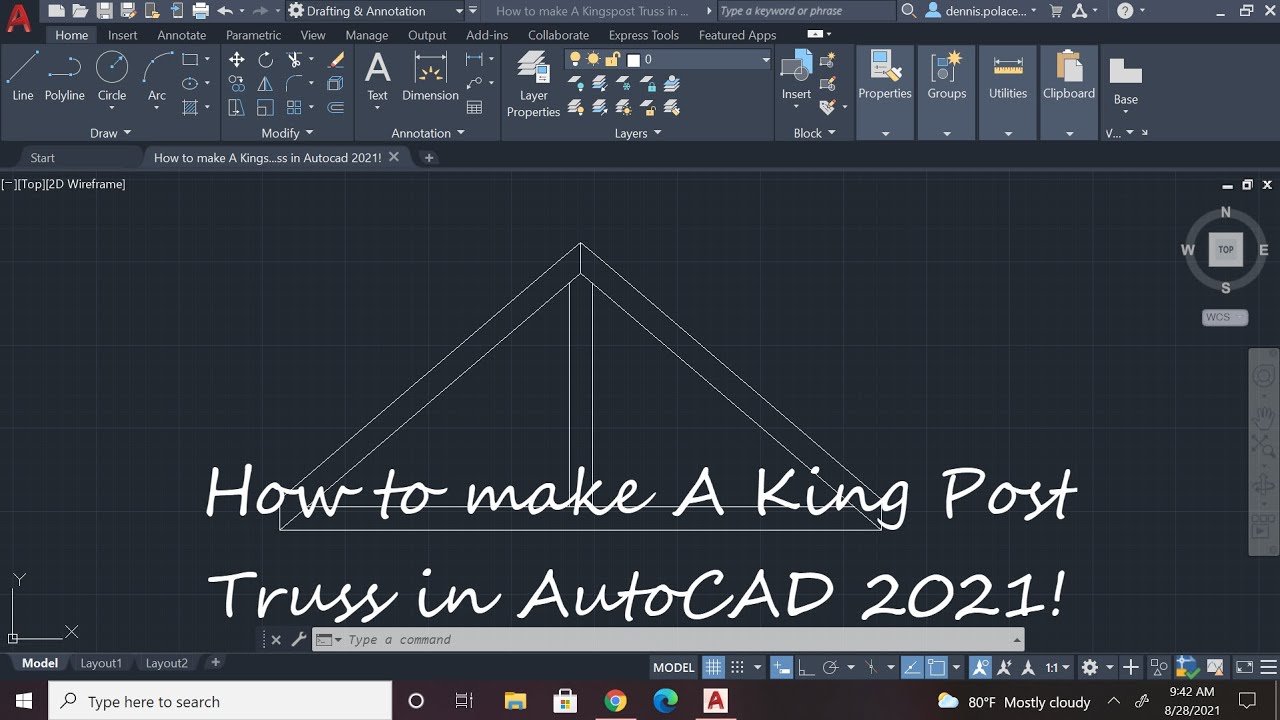How to make A King Post Truss in AutoCAD 2021! - YouTube