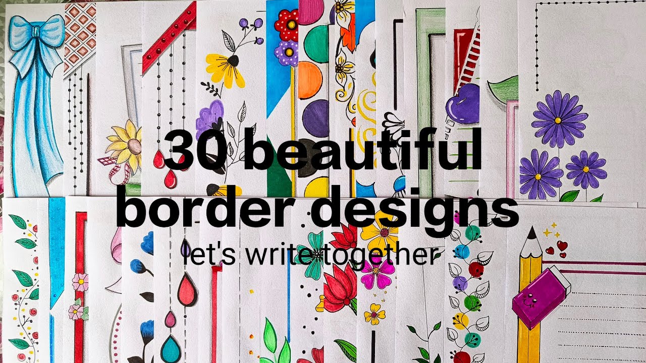 30 BEAUTIFUL BORDER DESIGNS/PROJECT WORK DESIGNS/A4 SHEET/FILE/FRONT ...