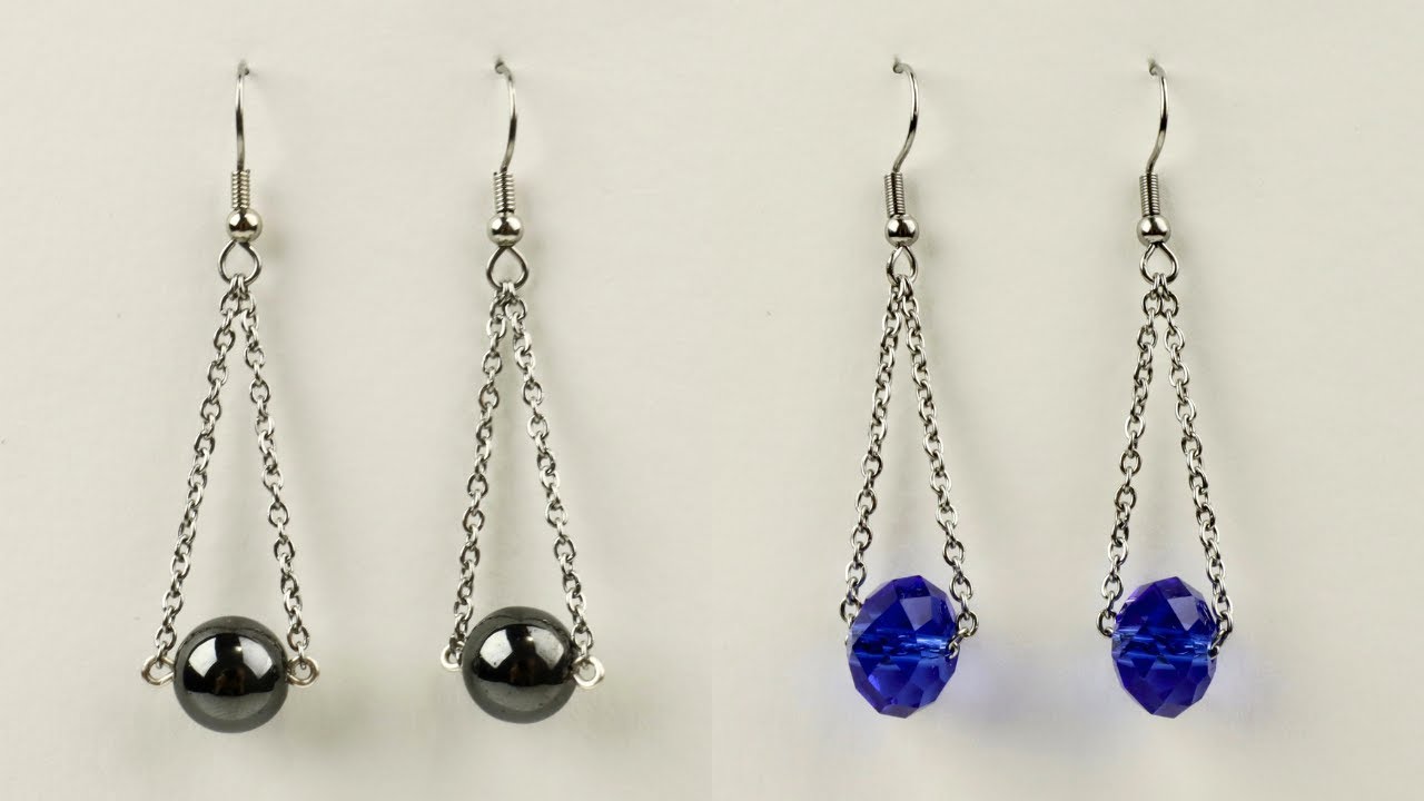 How to Make Minimalist Drop Chain Earrings Tutorial - YouTube