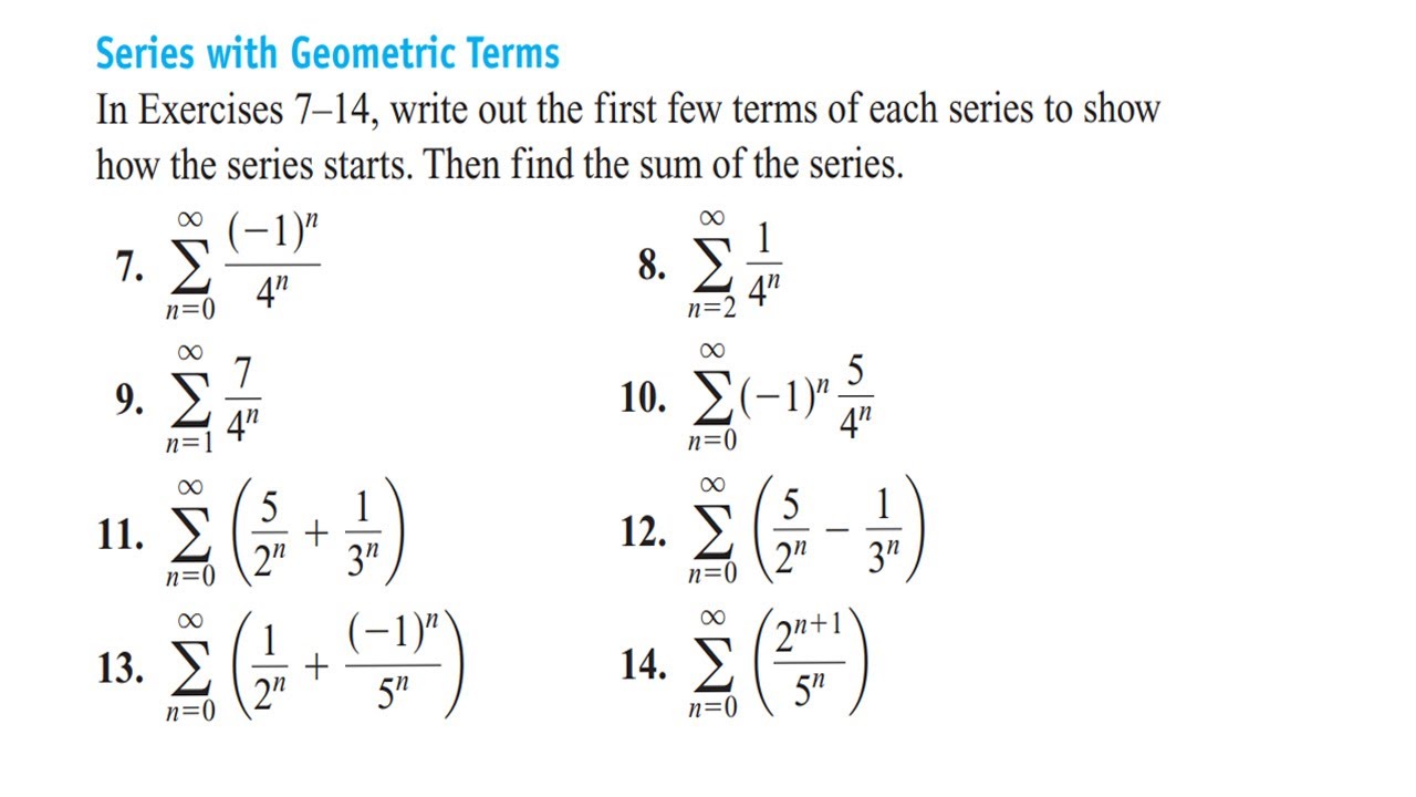 First terms and convergence of geometric series || Sequence and series ...