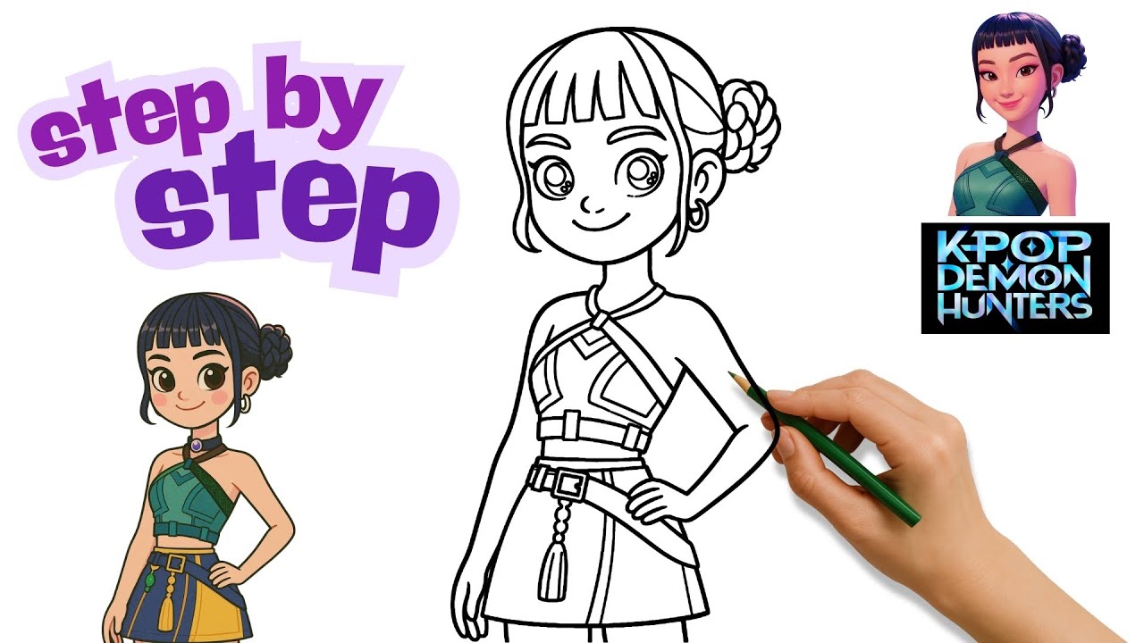 How to Draw Zoey from K-Pop: Demon Hunters — Easy Step-by-Step Drawing ...