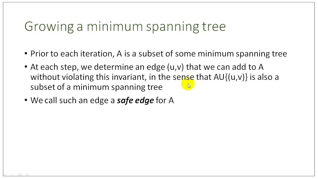 2. A generic algorithm for finding minimum spanning tree - YouTube