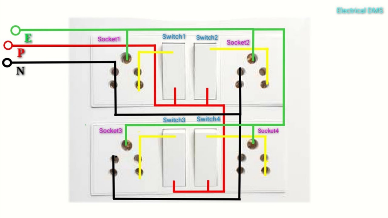 Switch Board⚡Four Switch And Four🌹Socket Wiring ️Connection Basic ...