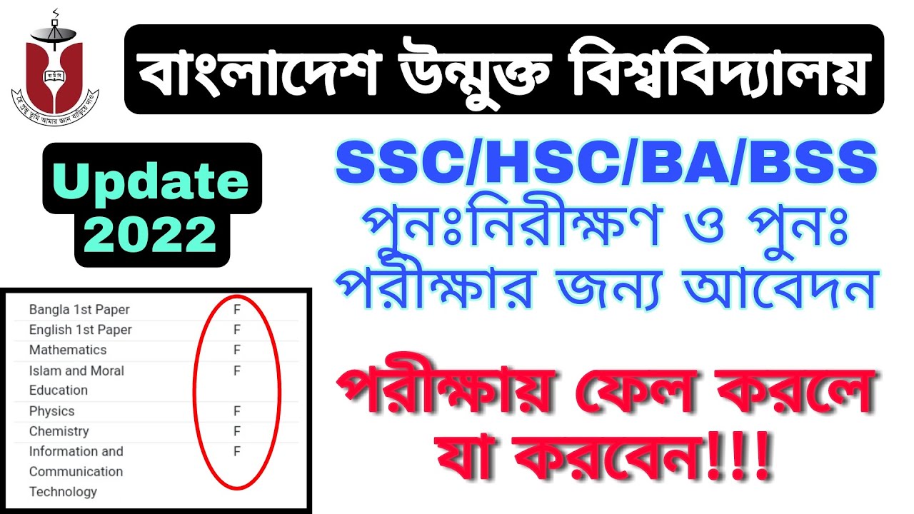 উন্মুক্ত পরীক্ষার খাতা পুনঃনিরীক্ষণের আবেদন,বাউবি পুনঃনিরীক্ষণের আবেদন ...