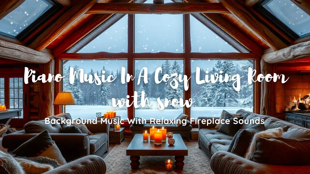 Winter Music In A Cozy Living Room with snow | Background Music With ...