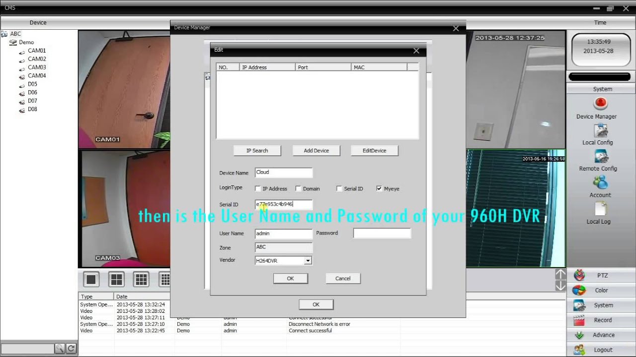 960H Cloud Series DVR--Connect to 960H Series DVR through Cloud in CMS --IDView - YouTube