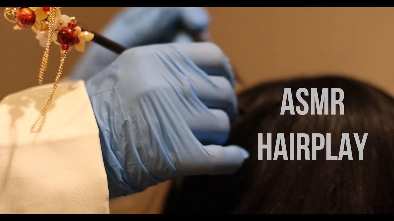 Checking scalp with different tools. Taking samples and using wooden ...