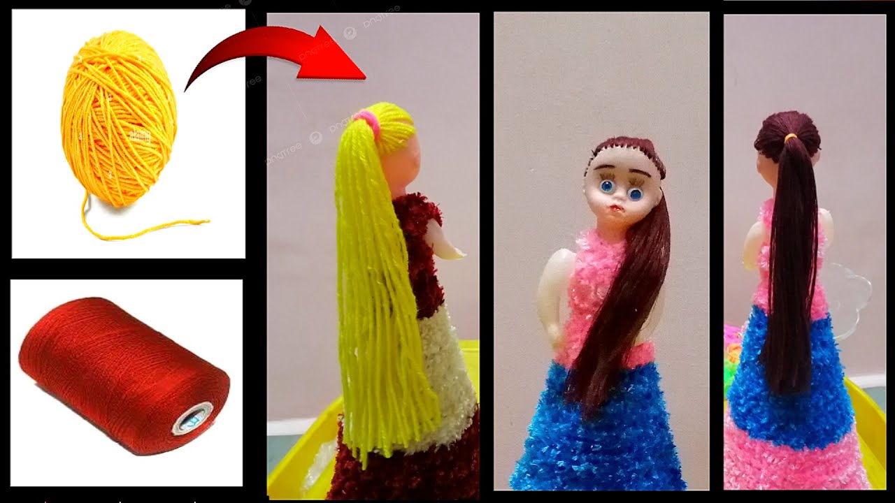 "Rerooting Doll Hair | Rerooting Barbie Hair | How To Make Hair For ...