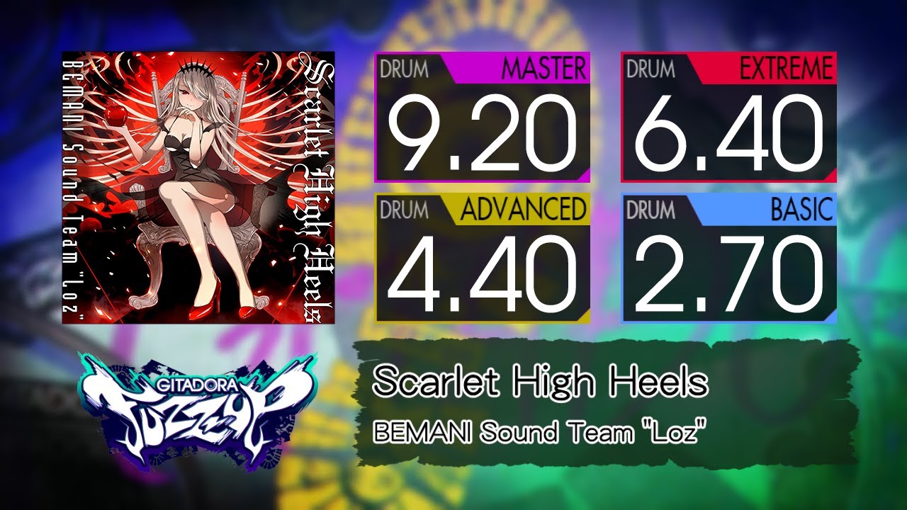 【GITADORA】 Scarlet High Heels (MASTER ~ BASIC) Drum - YouTube