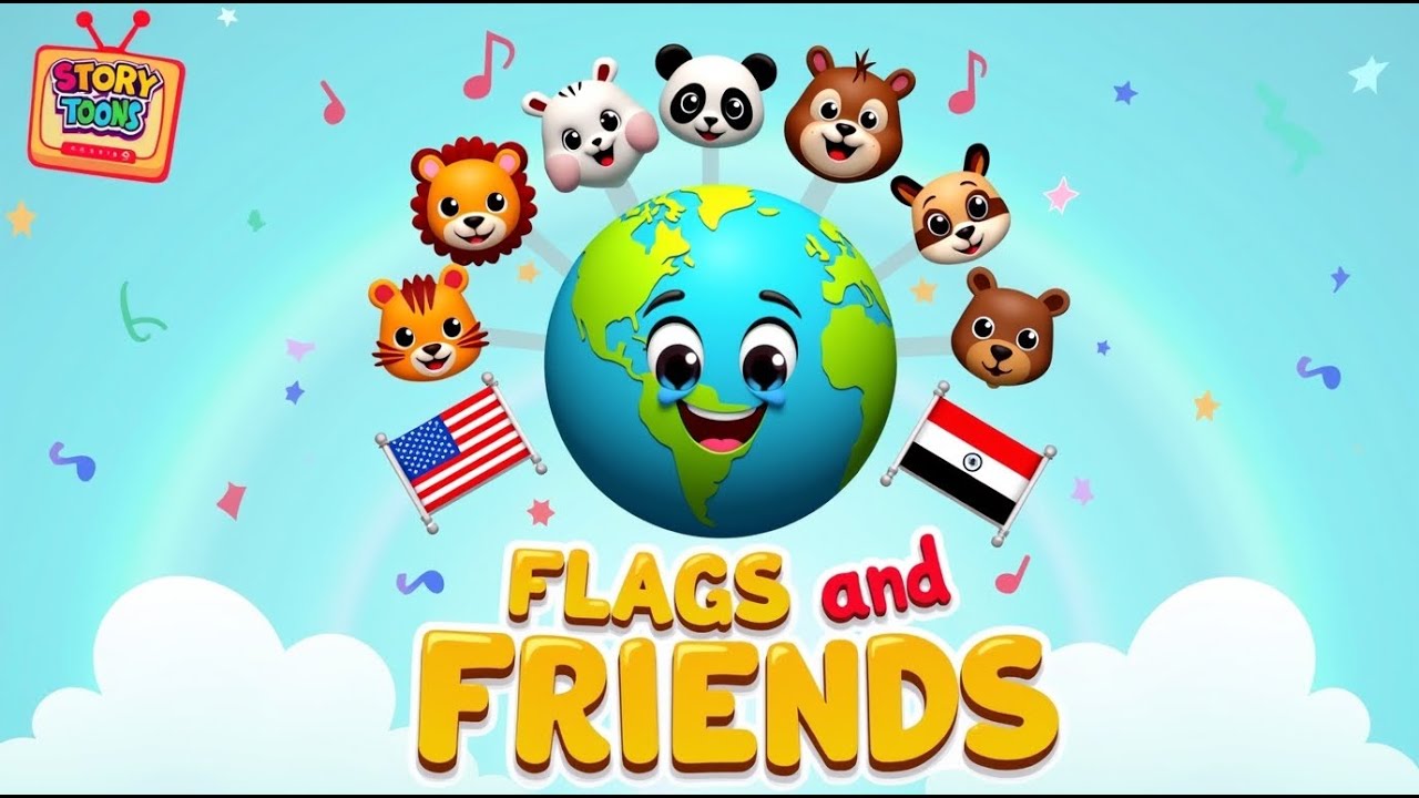 🌍 Flags and Friends Around the World | National Flags & Animals Song ...