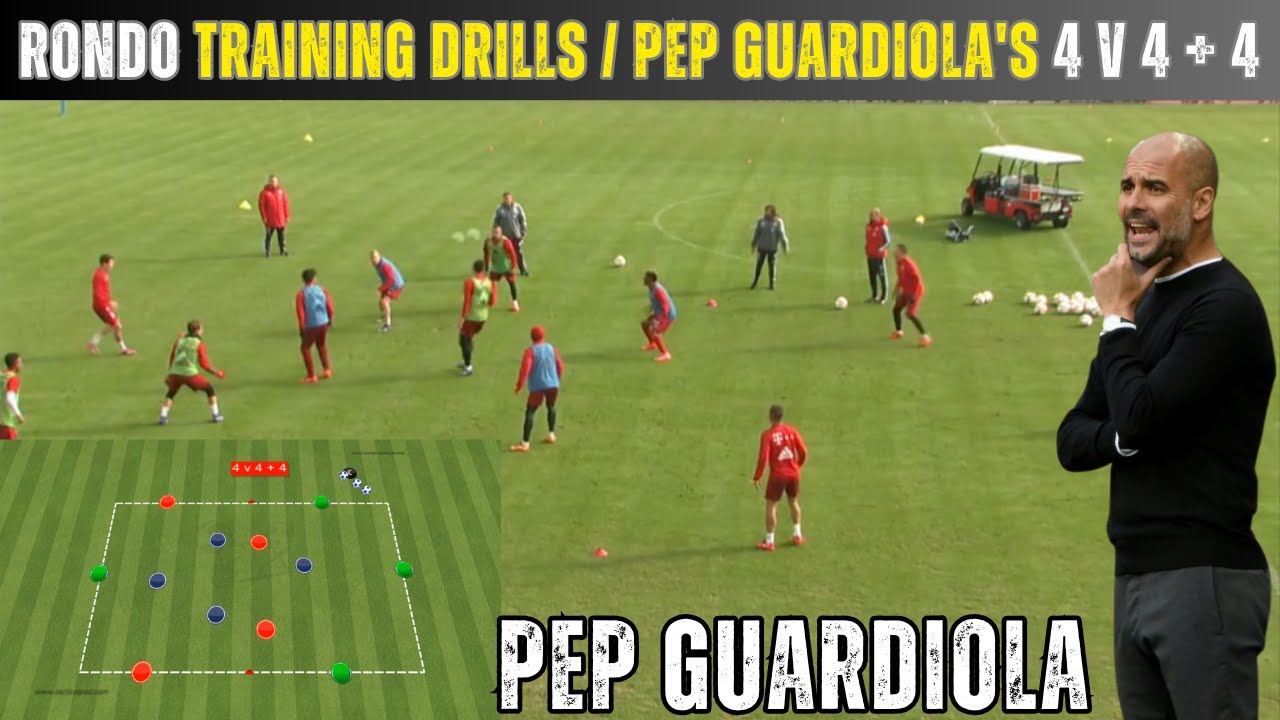 🎯Rondo Training Drills / Pep Guardiola's 4 v 4 + 4 Rondo Drills - YouTube