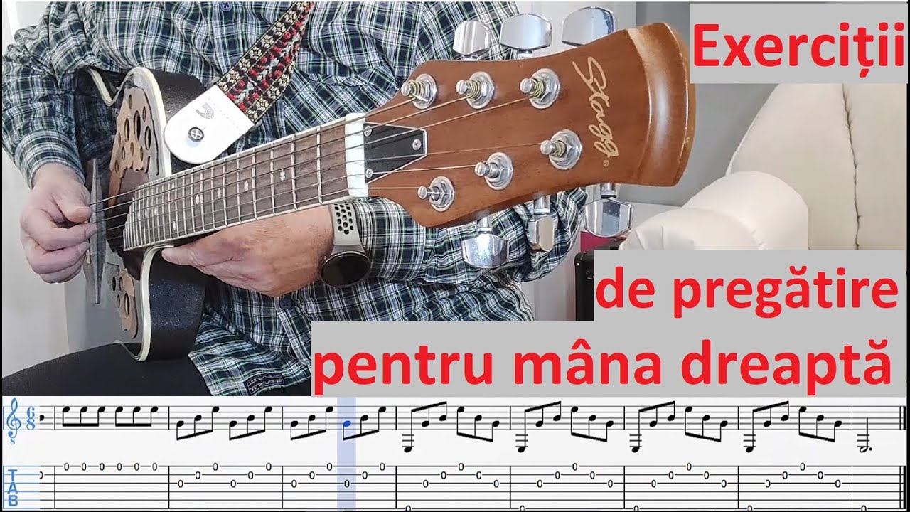 Lectii de chitara pentru incepatori | Exercitii de pregatire pentru mana dreapta + download TAB ...