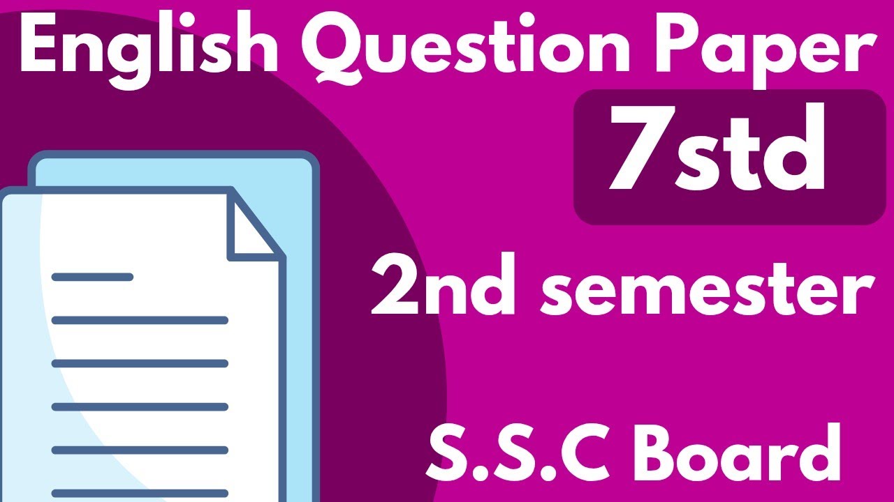 Standard 7th English second semester sample question paper Maharashtra ...