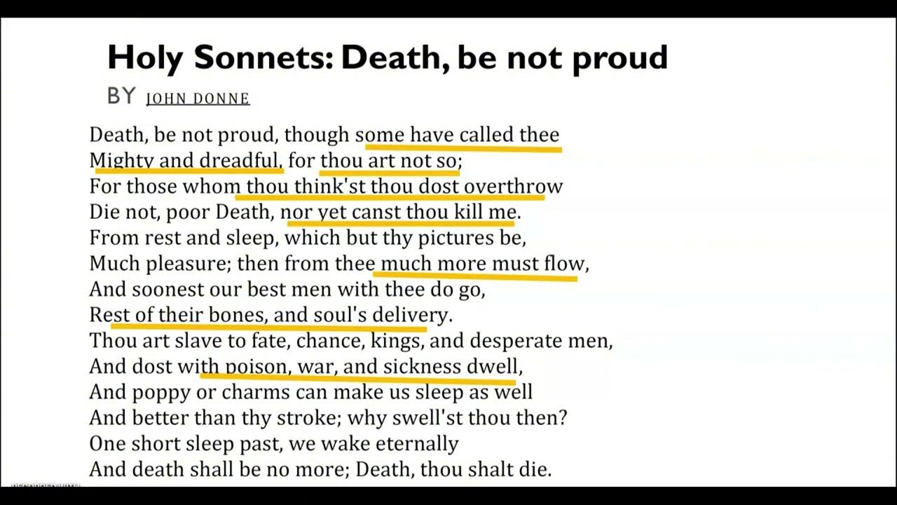 Death Be Not Proud| Holy Sonnet| John Donne| Summary, Analysis and ...