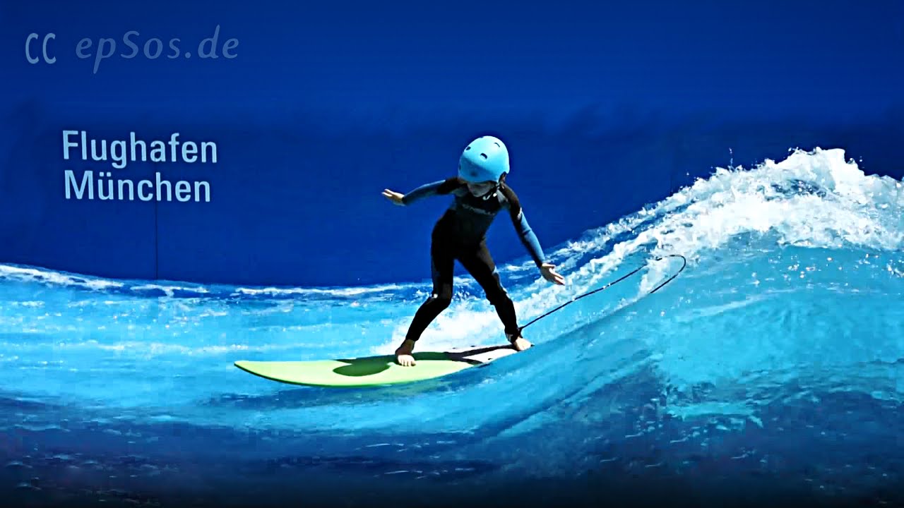 Children Surfing in Wave Pool of Munich Airport - YouTube