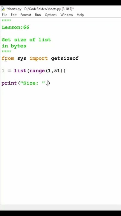 How To Get Size Of List In Python Shorts Python Coding Pythontricks Youtube 